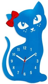 Nástěnné hodiny Cat modré