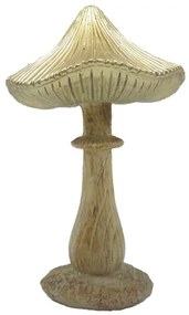Béžovo-zlatá dekorace houba Mushroom - 11*9*15 cm