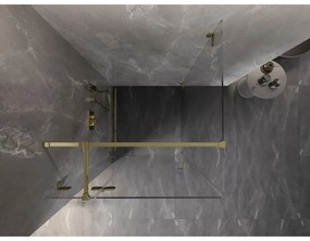 Mexen Lunar T, sklápěcí sprchový kout levý 110 x 110 cm, 8mm čiré sklo, zlatý profil, 834T-110-110-50-00-L