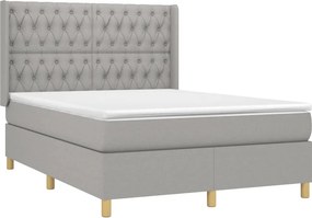 Box spring postel s matrací a LED světle šedá 140x200 cm textil 3139117