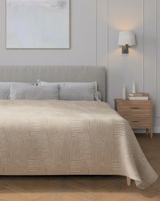Přehoz na postel 220x260 cm barva béžová látka pletený vzor, vzorované