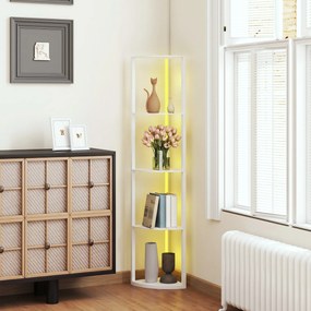 HOMCOM LED stojací lampa, 5stupňově stmívatelná lampa s policí, RGB měnění barev, dálkové ovládání B31-552V90WT