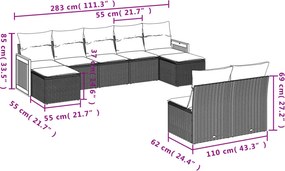 9dílná zahradní sedací souprava s poduškami béžová polyratan 3260456