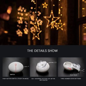 ACA Lighting LED vánoční vločka do okna, teplá bílá barva, IP20, 3xAAA, přísavka