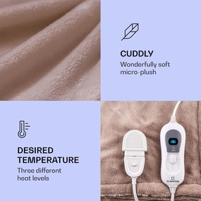 Klarstein Dr. Watson XXL, výhřevná deka, 120 W, 200 x 180 cm, mikroplyš, béžová