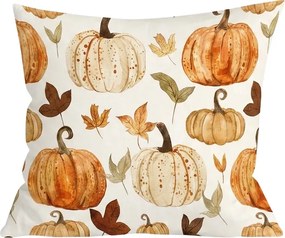 Flanelový povlak na polštář LEAVES & PUMPKINS 45x45 cm, barevný