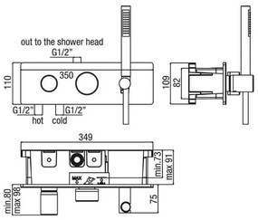 ALPI Apli Portofino - Sprchový systém pod omítku – páková baterie se sprchou, 2 vývody, chrom, sekaný vzor PO L863D CR MTL
