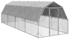 Výběh pro slepice se střechou 2,5x8x2,25 m pozinkovaná ocel 3328523