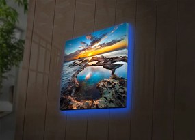Obraz s LED osvětlením JEZERO V ZÁPADU SLUNCE 19 40 x 40 cm