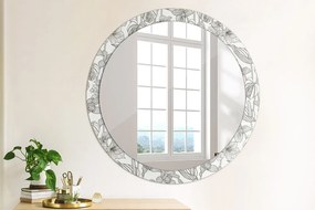 Kulaté zrcadlo tištěný rám Květinový vzor fi 90 cm