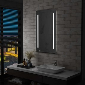 144716 vidaXL Koupelnové nástěnné zrcadlo s LED světlem a policí 60 x 100 cm