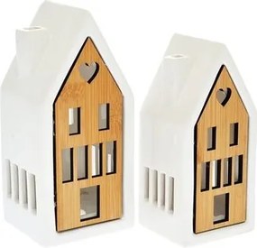 Keramický LED svicen domek 16 cm - menší