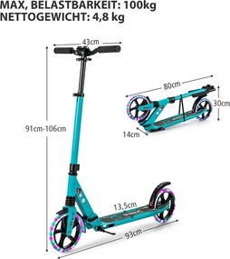 Costway Dětská koloběžka skládací se světly Koloběžka výškově nastavitelná