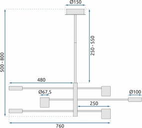 Toolight, LED stropní svítidlo 6x5W APP597-6C, černá, OSW-08565