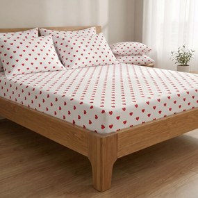 Kvalitex Bavlněné napínací prostěradlo Srdíčka červená 200x200cm