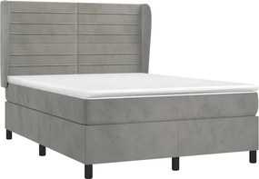 Box spring postel s matrací světle šedá 140x200 cm samet 3129273