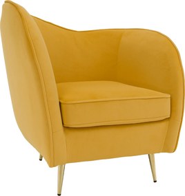 Designové křeslo, žlutá Velvet látka/gold chrom zlatá, EZIO