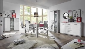 Komoda Stone 147 cm, beton/bílá