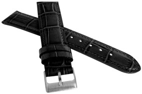 Černý prošitý řemínek LAVVU CROCO z luxusní kuže Top Grain - 18mm LSIUB18
