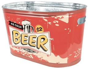 Nádoba na led červená hliníková Ice Cold Beer – 40 x 25 x 23 cm
