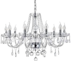 Toolight - Křišťálový závěsný lustr 8xE14 60W, stříbrná, OSW-04600