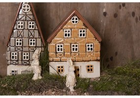 Velikonoční dekorace králíka v krémovo-žlutém provedení Métallique – 4x4x11 cm