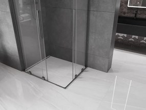 Mexen Velar L Duo, sprchový kout s posuvnými dveřmi 90 x 80 cm, 8mm čiré sklo, grafit broušený, 871-090-080-02-03-66
