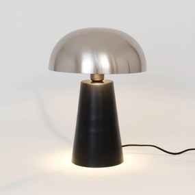 Stolní lampa Fungo, svítí dolů, černá/stříbrná