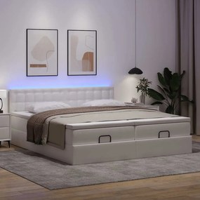 Osmanský rám postele s matrací bílý 160x200cm umělá kůže 3312801