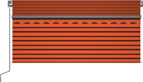 Ručně zatahovací markýza s roletou a LED 3,5x2,5m oranžovohnědá 3069405