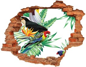 Wallmuralia Díra 3D fototapeta nástěnná Tropy ptáci 90x70 cm