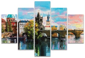 Malvis ® Obraz malovaný Karlův most Velikost (šířka x výška): pětidílné schody - 200x100 cm