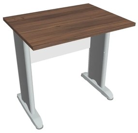 Stůl pracovní rovný 80 cm hl. 60 cm - Hobis Cross CE 800 Dekor stolové desky: ořech, Dekor lamino podnože: bílá, Barva nohou: Stříbrná