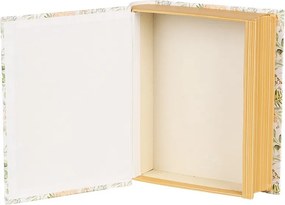 Bílý úložný box s květy ve tvaru knihy Book Van - 17*14*5 cm