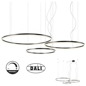 Redo Závěsné LED svítidlo ORBIT ø100/ø80/ø60 cm, 3000K, 3 kruhy Barva: Černá, Stmívání, řízení: TRIAC