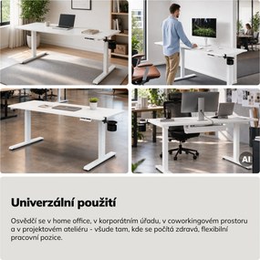 Elektrický stůl s nastavitelnou výškou ergonomický bílý,1600x800 mm: ARIA