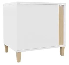 Noční stolek Anrok P AR14, Barva: bílá / bílý lesk + přírodní dýha