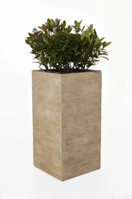 Vysoký květináč BLOCK, sklolaminát, výška 80 cm, béžová řádky