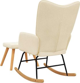 Houpací křeslo se stoličkou krémově textil 328020