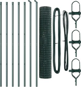 Euro plotové kotvení 10 x 1,5 m Ocel potažená PVC Zelená 3350293