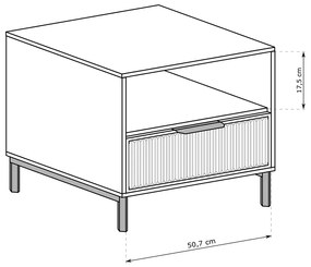 STYLES k | noční stolek LS-7 | 54,4 cm | 3D povrch | kašmír
