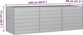 vidaXL Zahradní vyvýšený záhon 240x80x77 cm pozinkovaná ocel [316886] Barva: Stříbrná