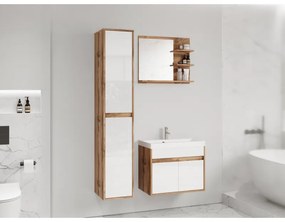 Koupelnový nábytek Garmuzo, Barva: wotan / wotan + bílý lesk, Sifon k umyvadlu: ne, Baterie: Maro Blo 020M
