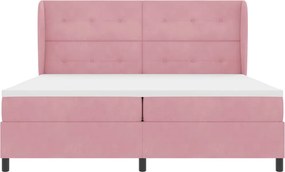 Postel s boxspringem s čelo Růžová 200 x 200 cm samet 3340951