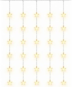 LED vánoční svíticí hvězdy do okna, 120 × 120 cm teple bílá, 30 diod, čirý kabel, IP20 do interiéru, prodlužovací