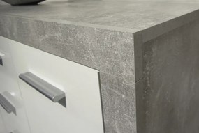 Komoda Stone 152 cm, beton/bílá