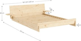 Dvoulůžková postel z borovicového dřeva s roštem 140x200 cm ve světle přírodní barvě Latch – Karup