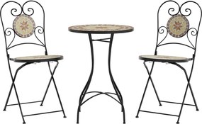 Mozaikový bistro set terakotový a bílý železo a keramika 3216356