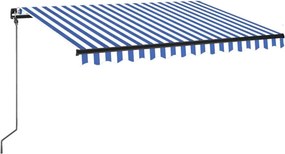 Ručně zatahovací markýza s LED světlem 350 x 250 cm modrobílá 3069081