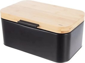 Orion Chlebník BLACK,  plech/bambus,  30 x 19,5 x 14,5 cm